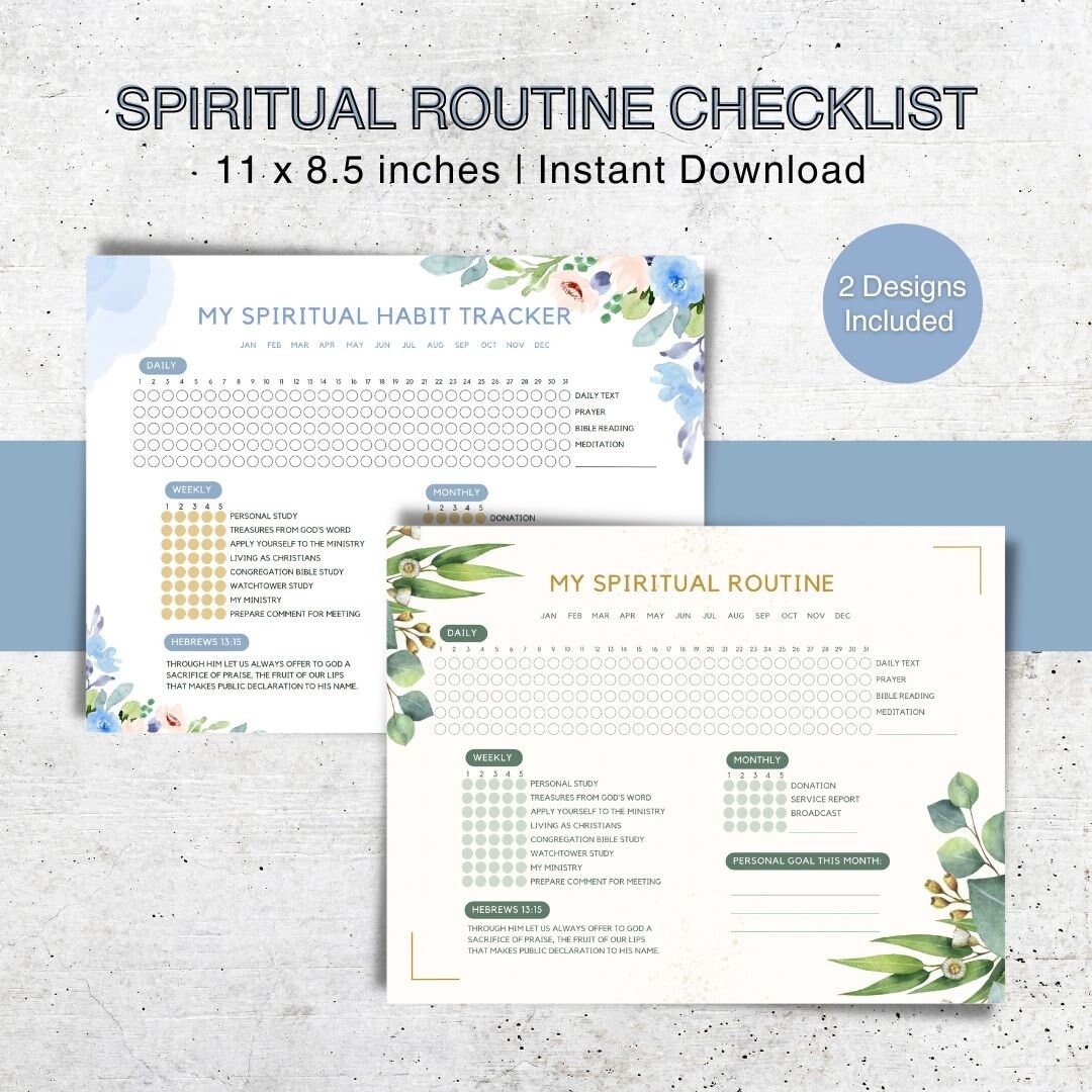JW Spiritual Routine Activity Tracker, Jehovah's Witnesses Books, JW ...