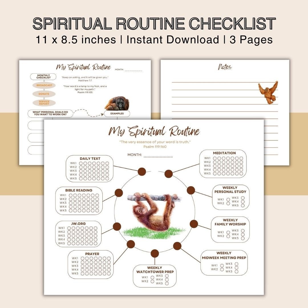 JW Spiritual Routine Tracker: Family Worship Checklist (PDF Download ...