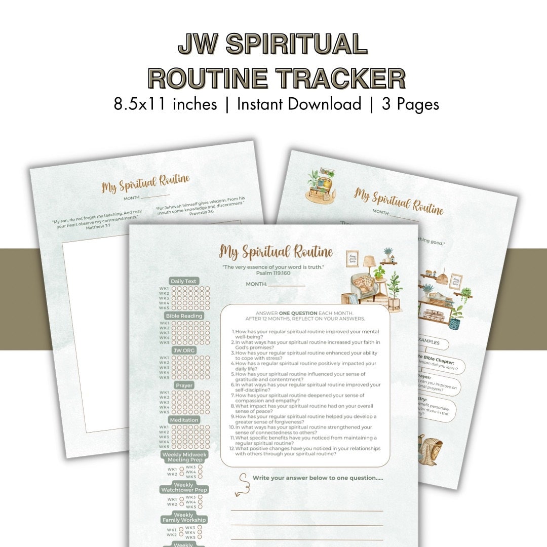 JW Spiritual Routine Activity Tracker, Jehovah's Witnesses Books, JW ...