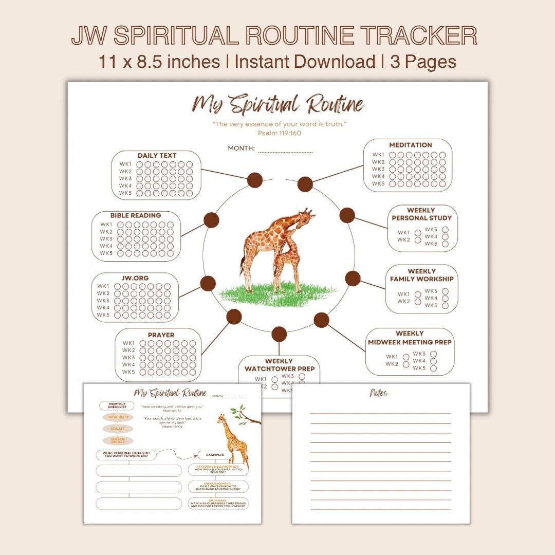 JW Spiritual Routine Activity Tracker, JW Spiritual Checklist, JW ...