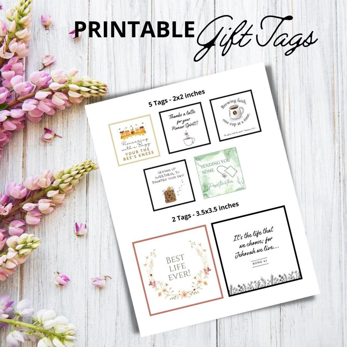JW Pioneer Tags, Bundle 7 Favor Tags, Best Life Ever, JW Coffee, Honey ...