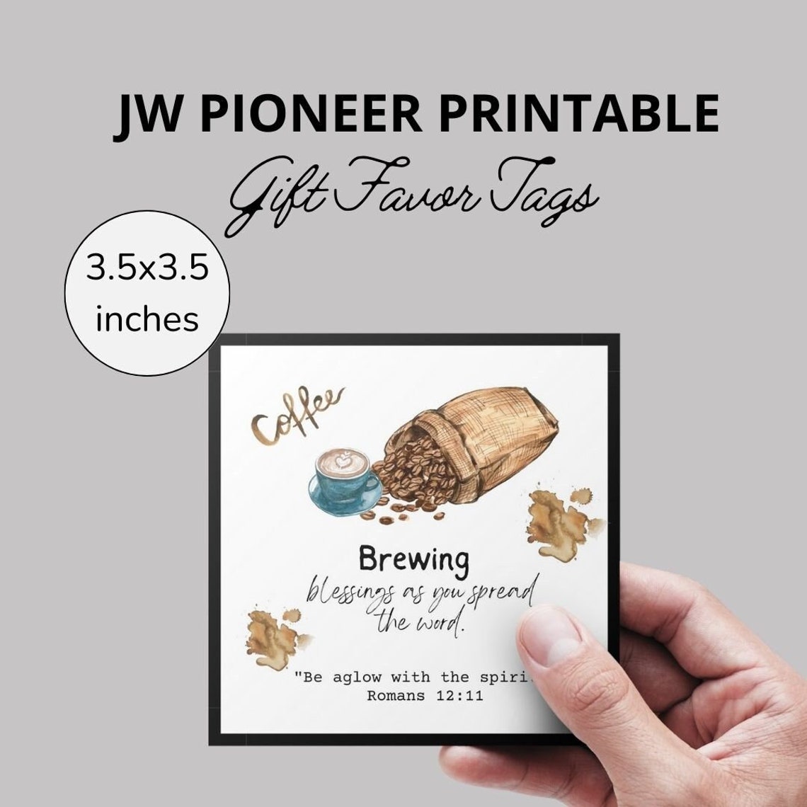 JW Pioneer Favor Tags, Pioneer Printable Gift Tags, JW Coffee Favor ...