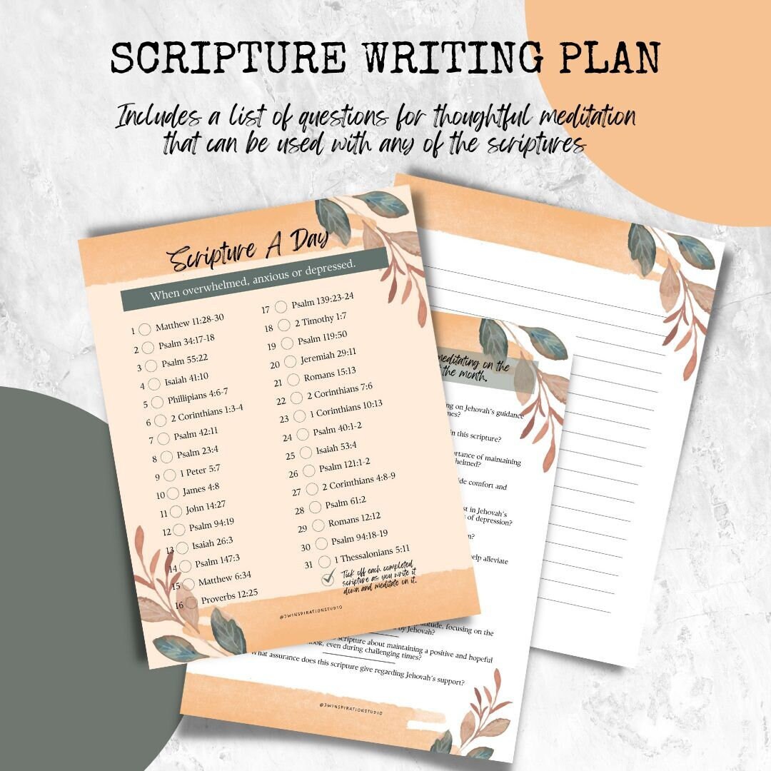 Scripture Writing Plan, JW Personal Study Worksheet, Anxiety Worksheet ...