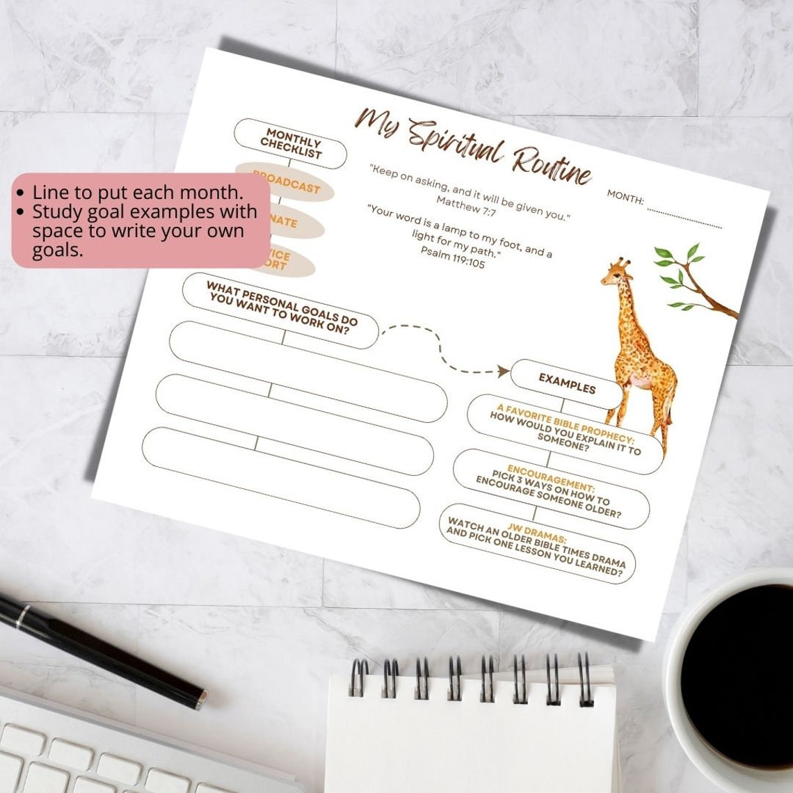 JW Spiritual Routine Activity Tracker, JW Spiritual Checklist, JW ...