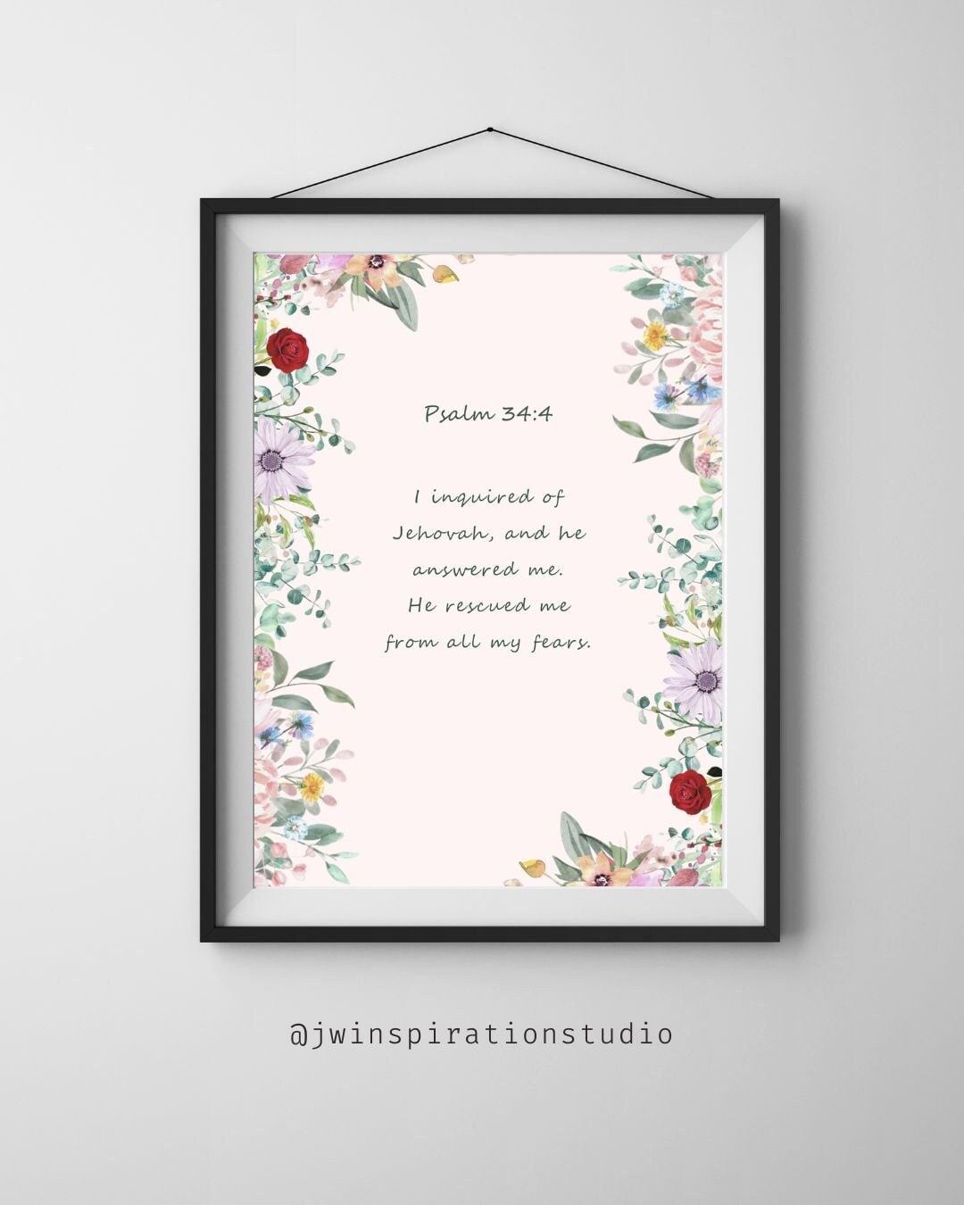 JW Wall Art, Bible Verse Print, Scripture Download, Psalm 34:4, Jehovah ...