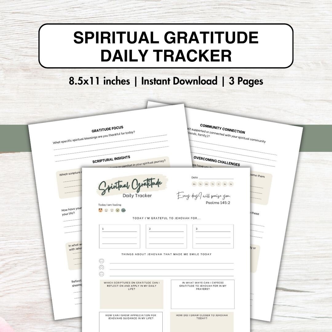 JW Spiritual Gratitude Daily Tracker: Prayer, Ministry, Study (PDF) - Etsy