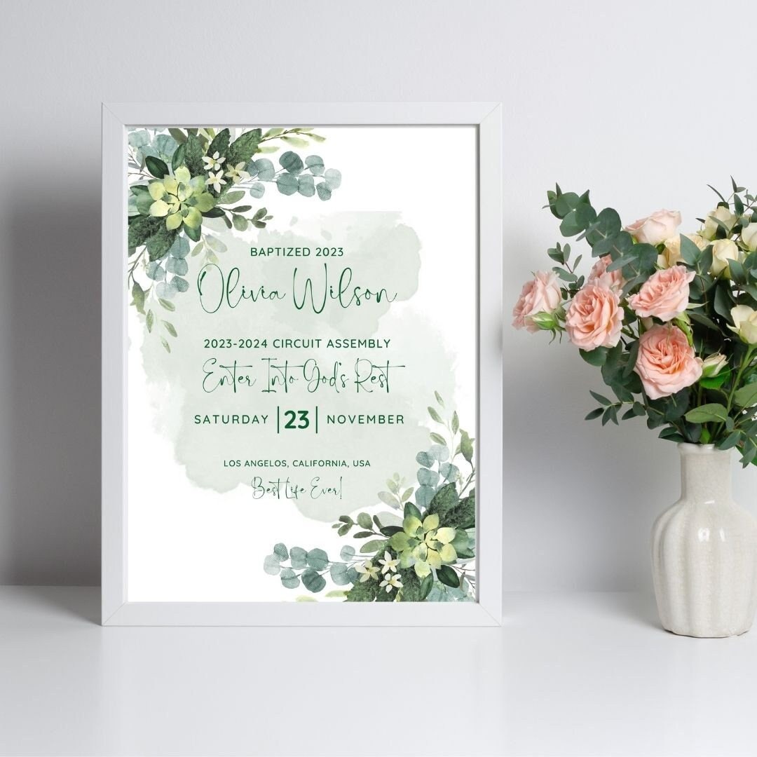JW Baptism Gift, Baptism Keepsake, Jehovah's Witness Baptism Printable ...