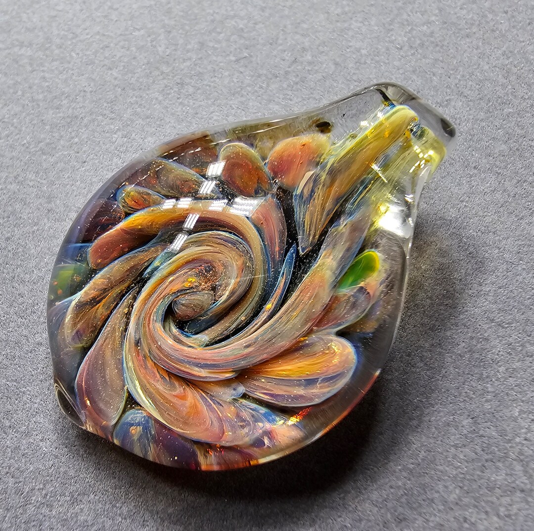 PINK Flame Cosmic Fire Boro Teardrop Implosion Pendant Large Focal Bead ...