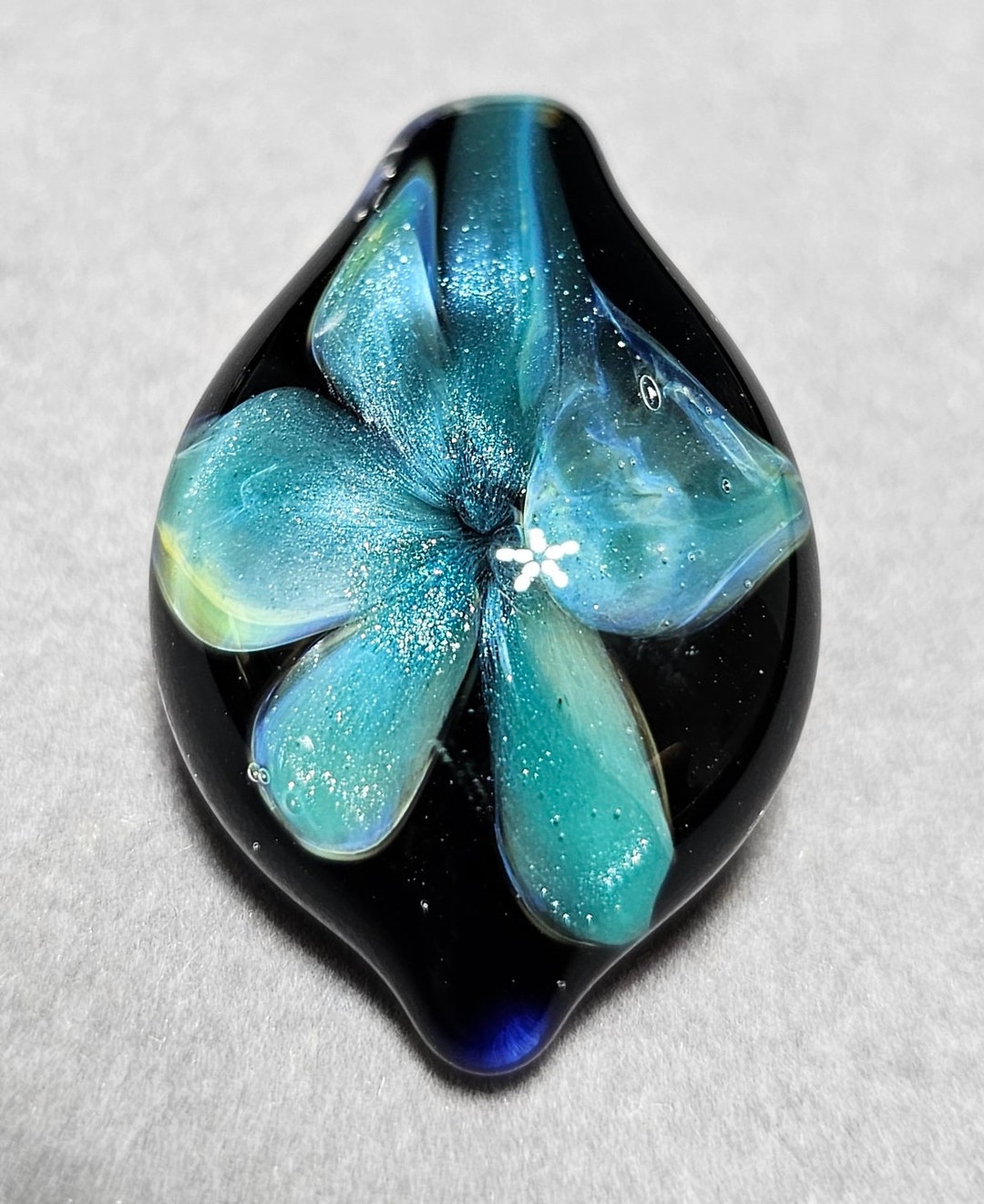 Ice Sickle Blue Sparkle Turquoise Cobalt Iridescent Flower Heady Boro ...
