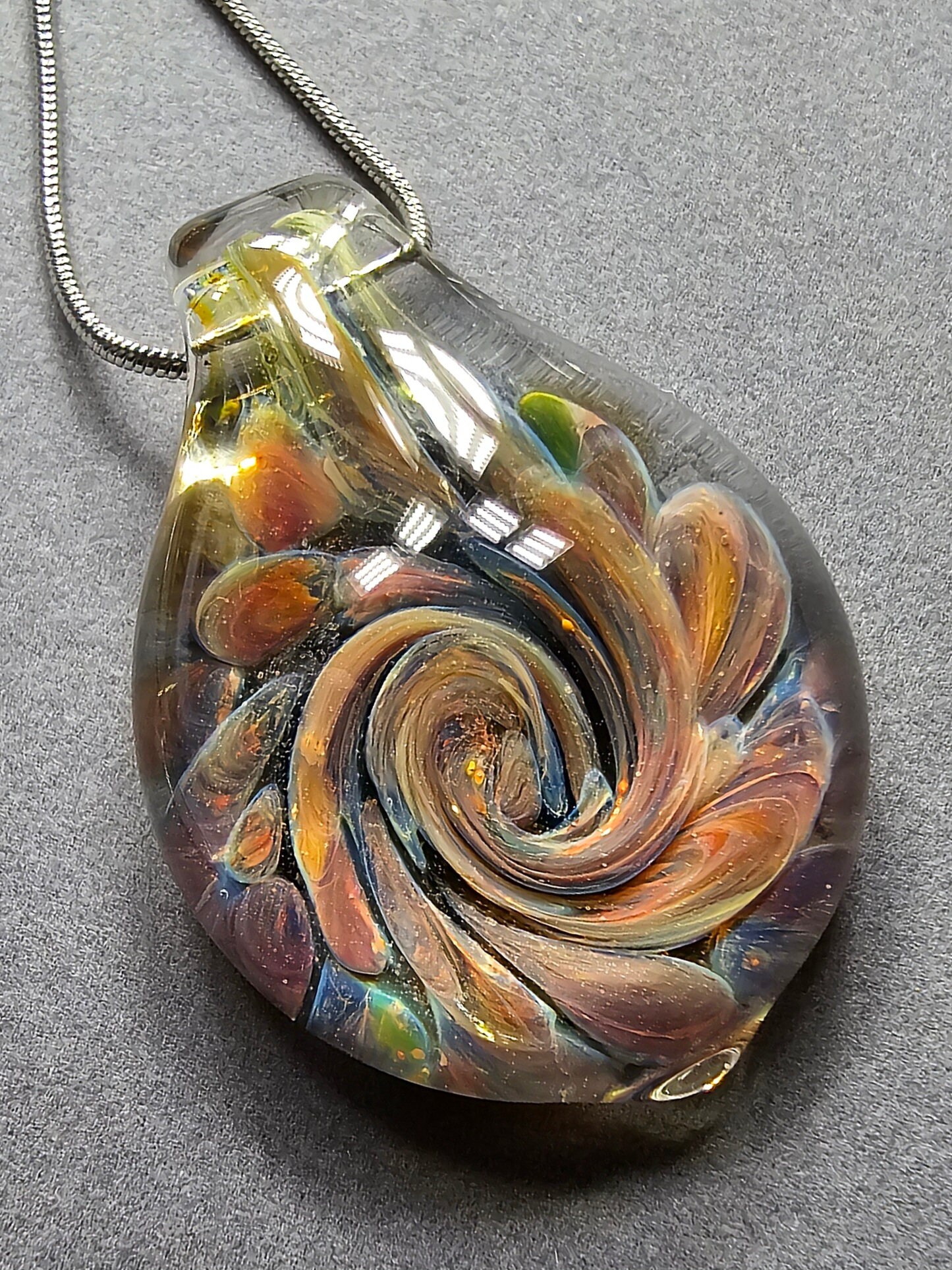 PINK Flame Cosmic Fire Boro Teardrop Implosion Pendant Large Focal Bead ...