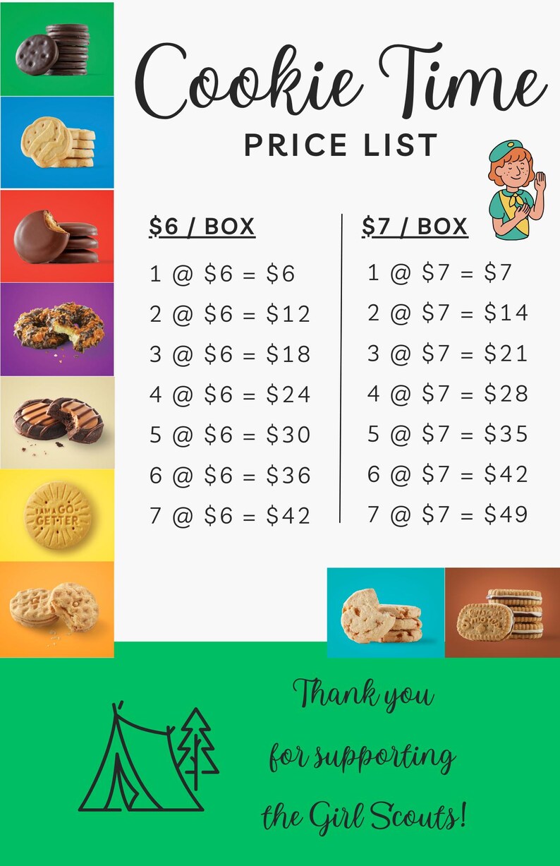 Colorado Girl Scout Cookie Price Sheet - Etsy