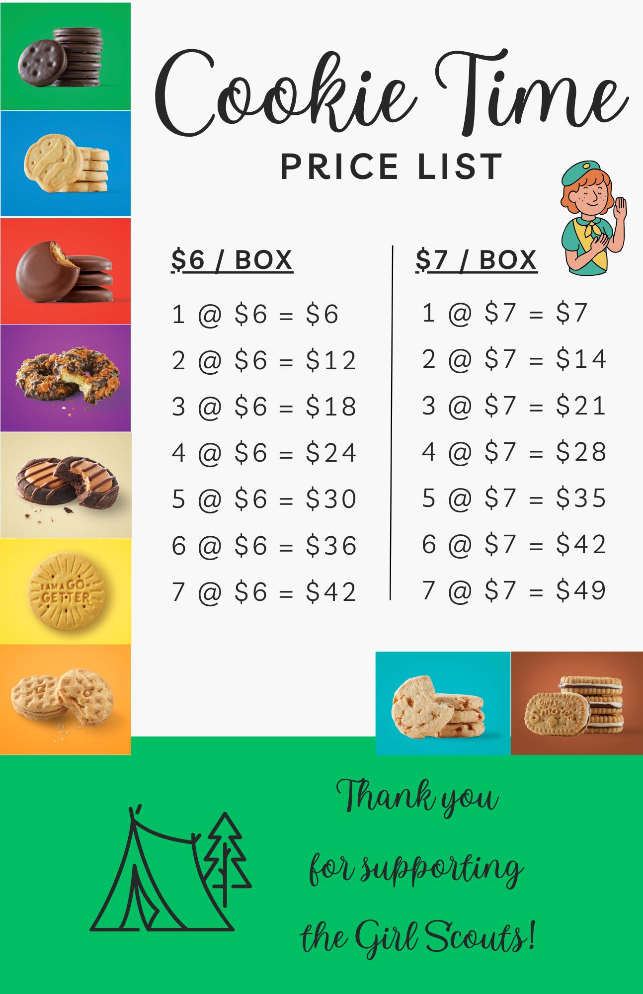 Colorado Girl Scout Cookie Price Sheet - Etsy