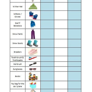 Kids Packing List - Winter Trip - Etsy