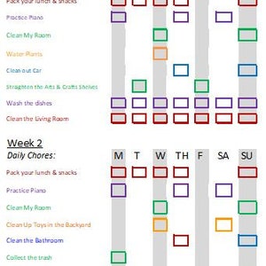 Kids Chore Chart - Editable Excel - Etsy