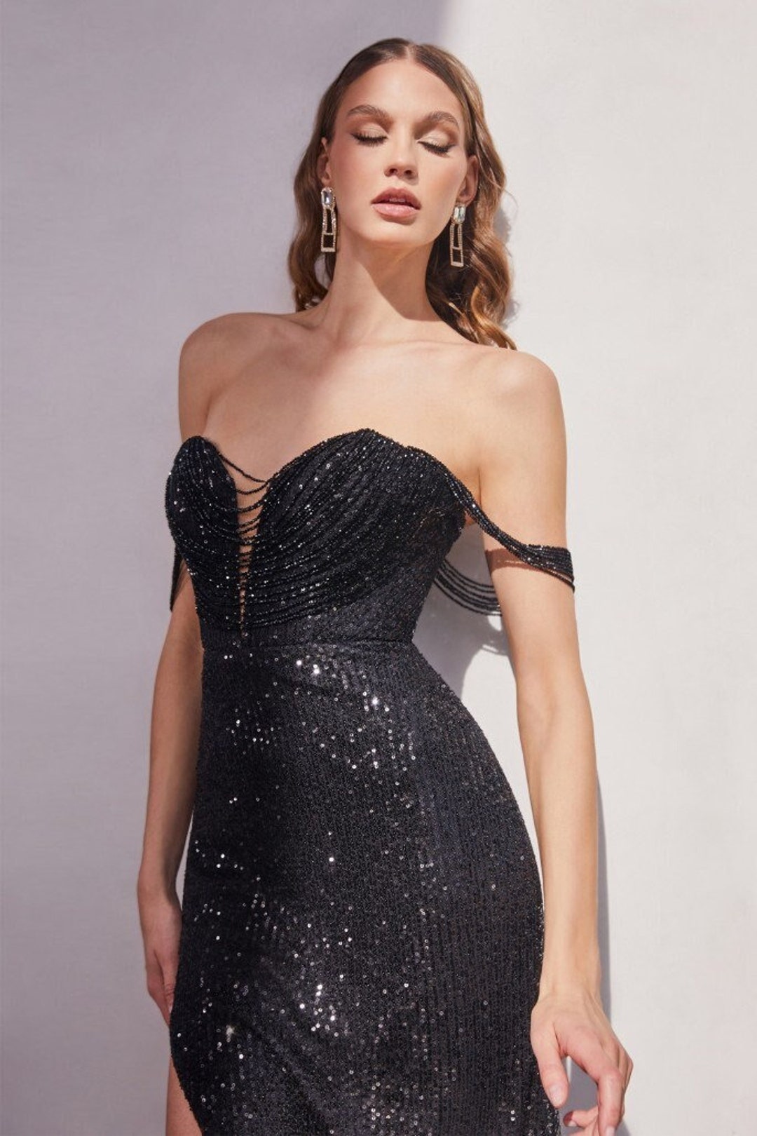 Gisele Strapless Gown Bridesmaid Prom Gala Formal Gown Beaded Draped ...