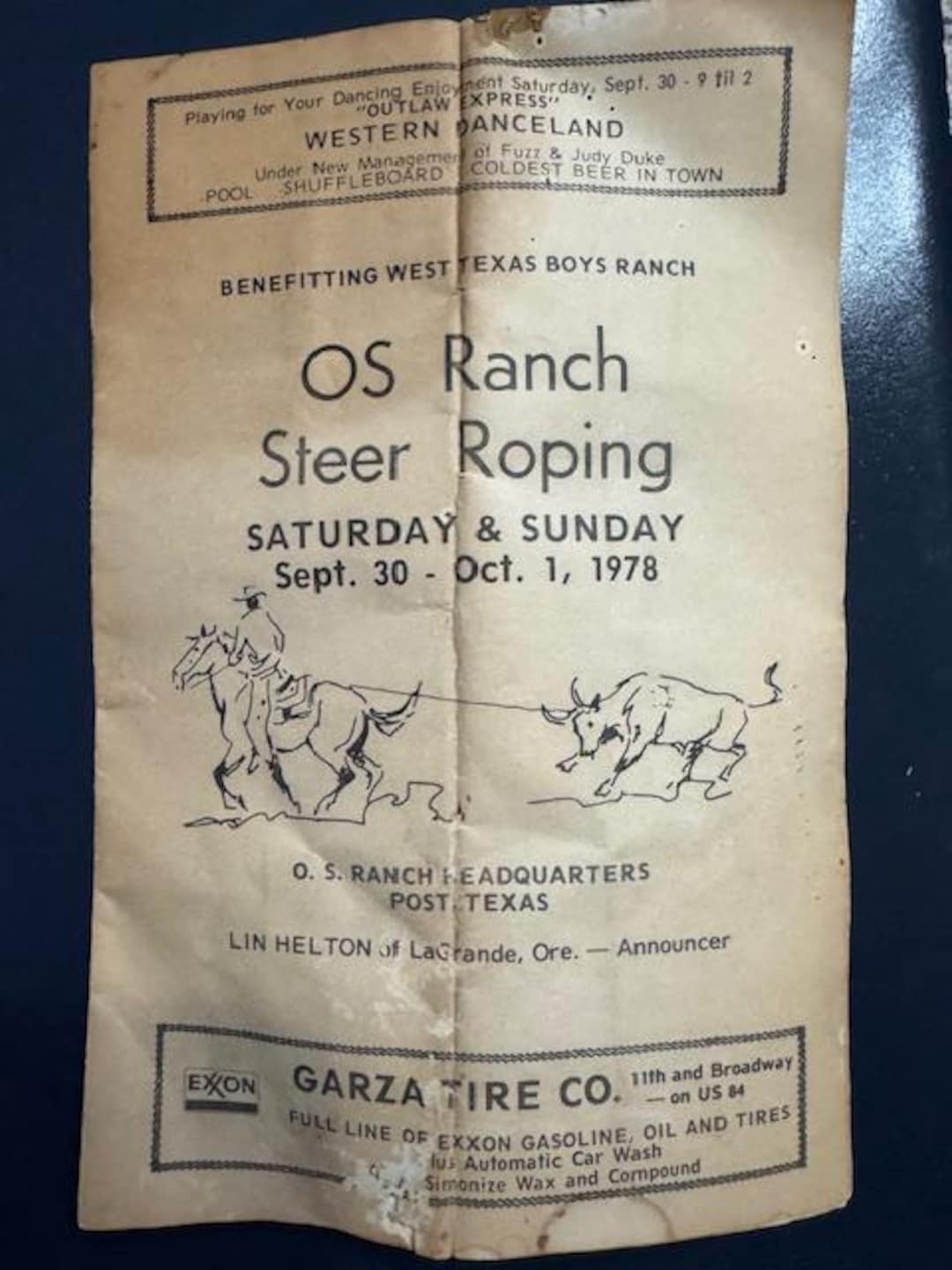 Vintage OS Ranch Steer Roping Program - Post, Texas- 1978 With Roy ...