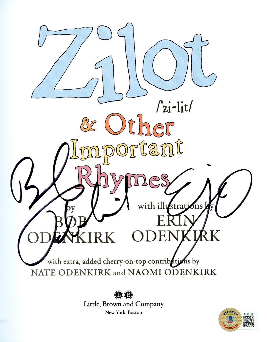 Bob Odenkirk & Erin Odenkirk Signed Autographed “zilot” Book Beckett ...