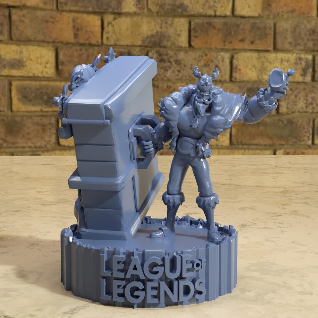 Braum Santa Fan Art Figur, 3D Gedruckte League of Legends Harz Statue ...
