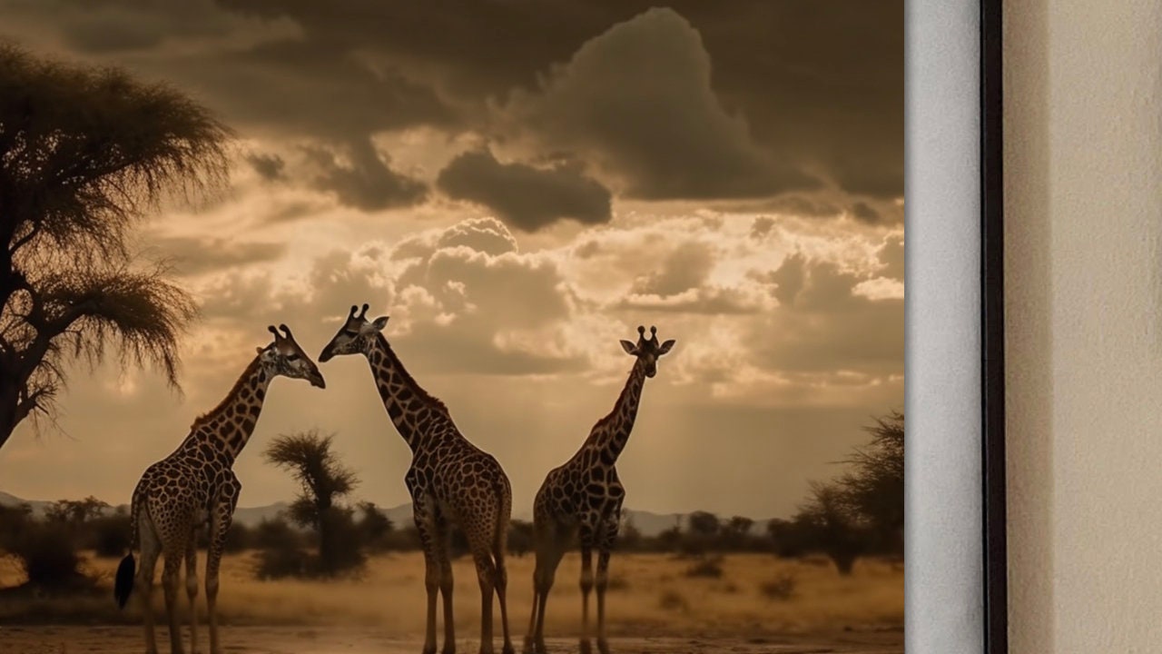 Samsung Frame TV Art, Tanzania Three Giraffes. Africa Landscape ...