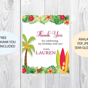 LUAU Birthday Invitation Aloha Luau Pool Beach Party Editable Invites ...