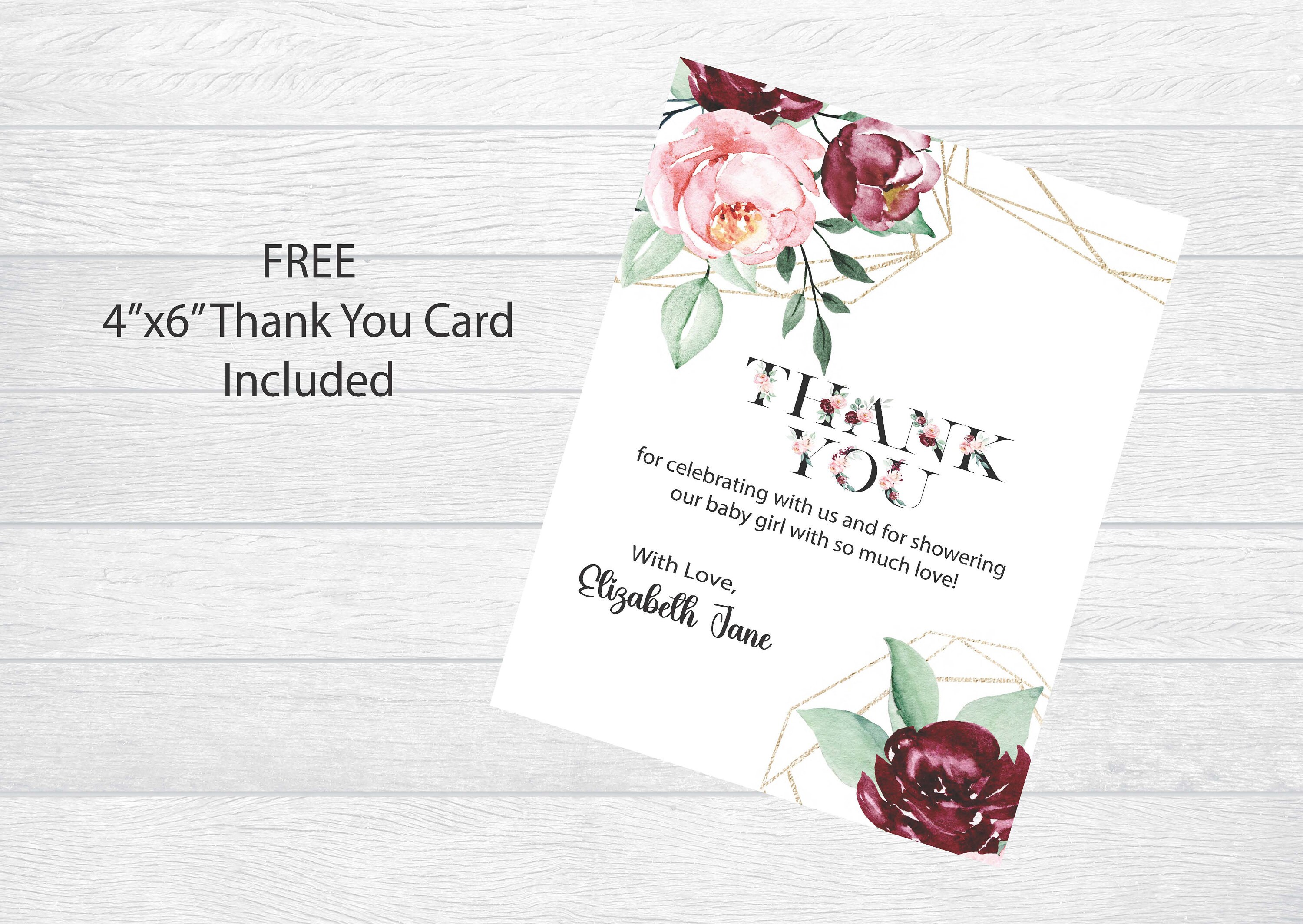 Editable Floral Baby Shower Invitation Oh Baby Its A Girl Digital ...