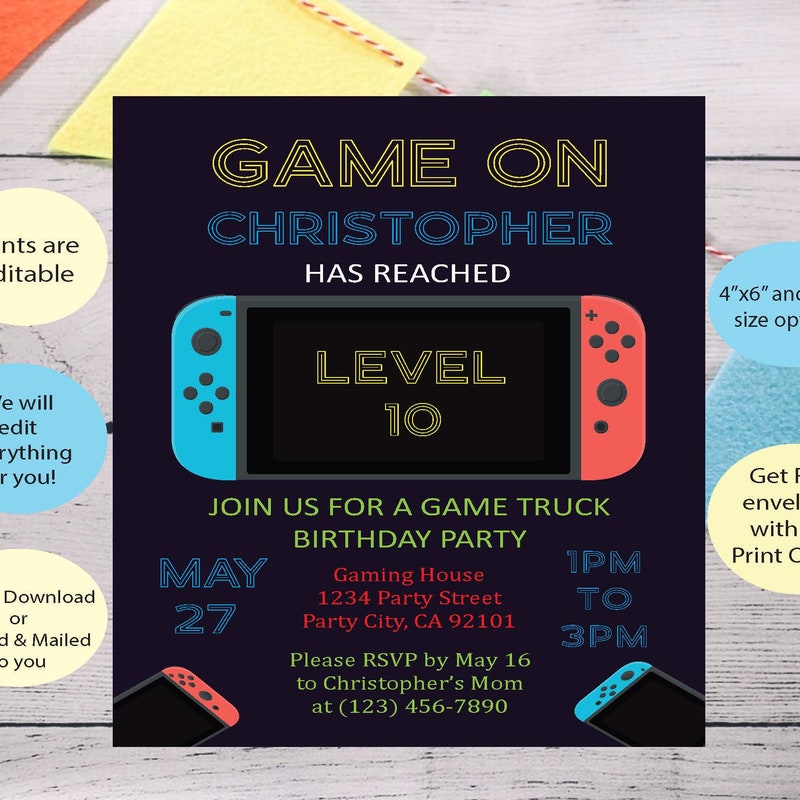 Nintendo Invitation - Etsy