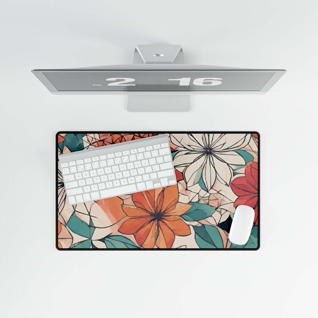 Geometric Floral Desk Mat Flower Desk Mat Deskpad Deskmat Suits Every ...