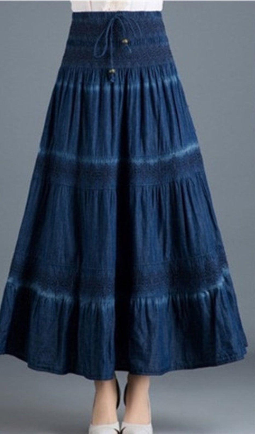 Jeans Skirts Long Women's Denim Maxi Casual Elastic High Waist Party ...