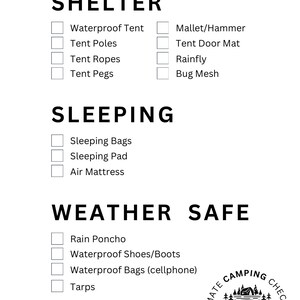 The Ultimate Camping Checklist - Etsy