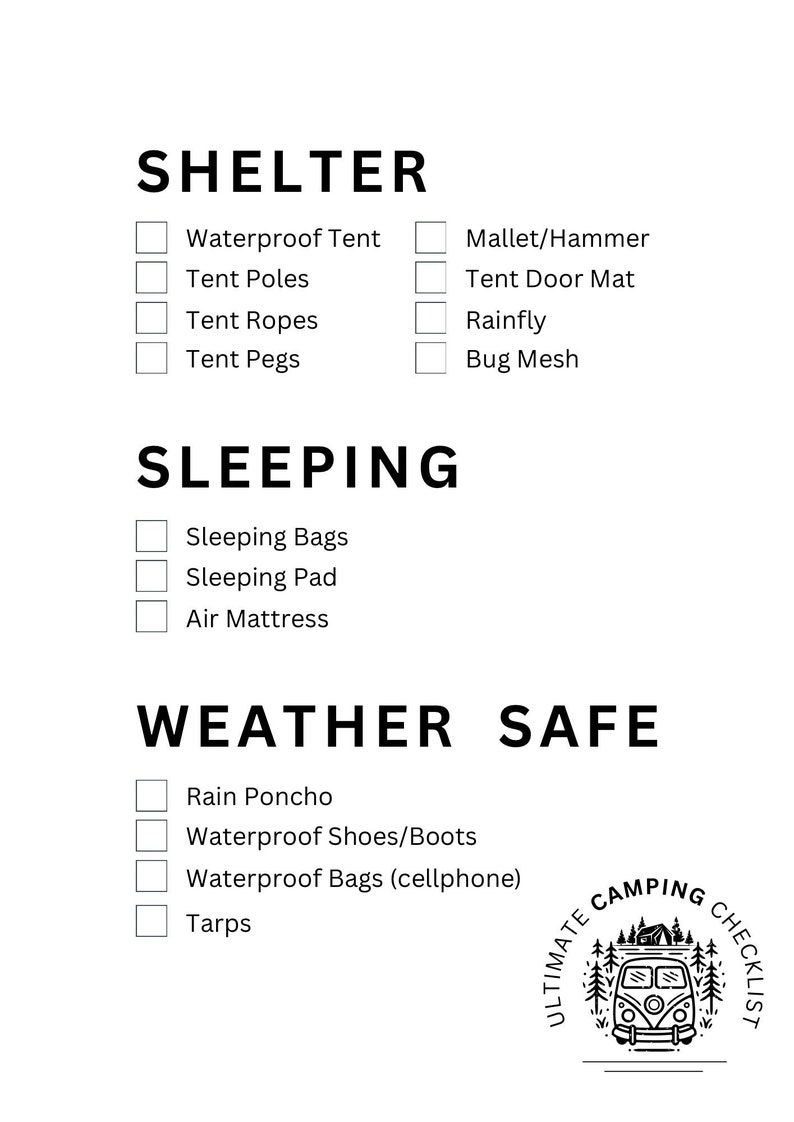 The Ultimate Camping Checklist - Etsy