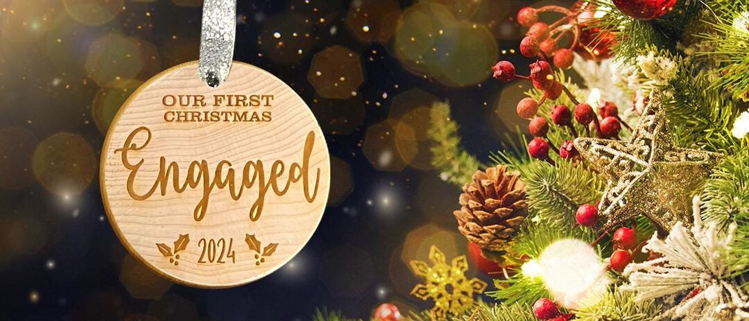 First Christmas Engaged Ornament - Couple - Engaged - Made From ...