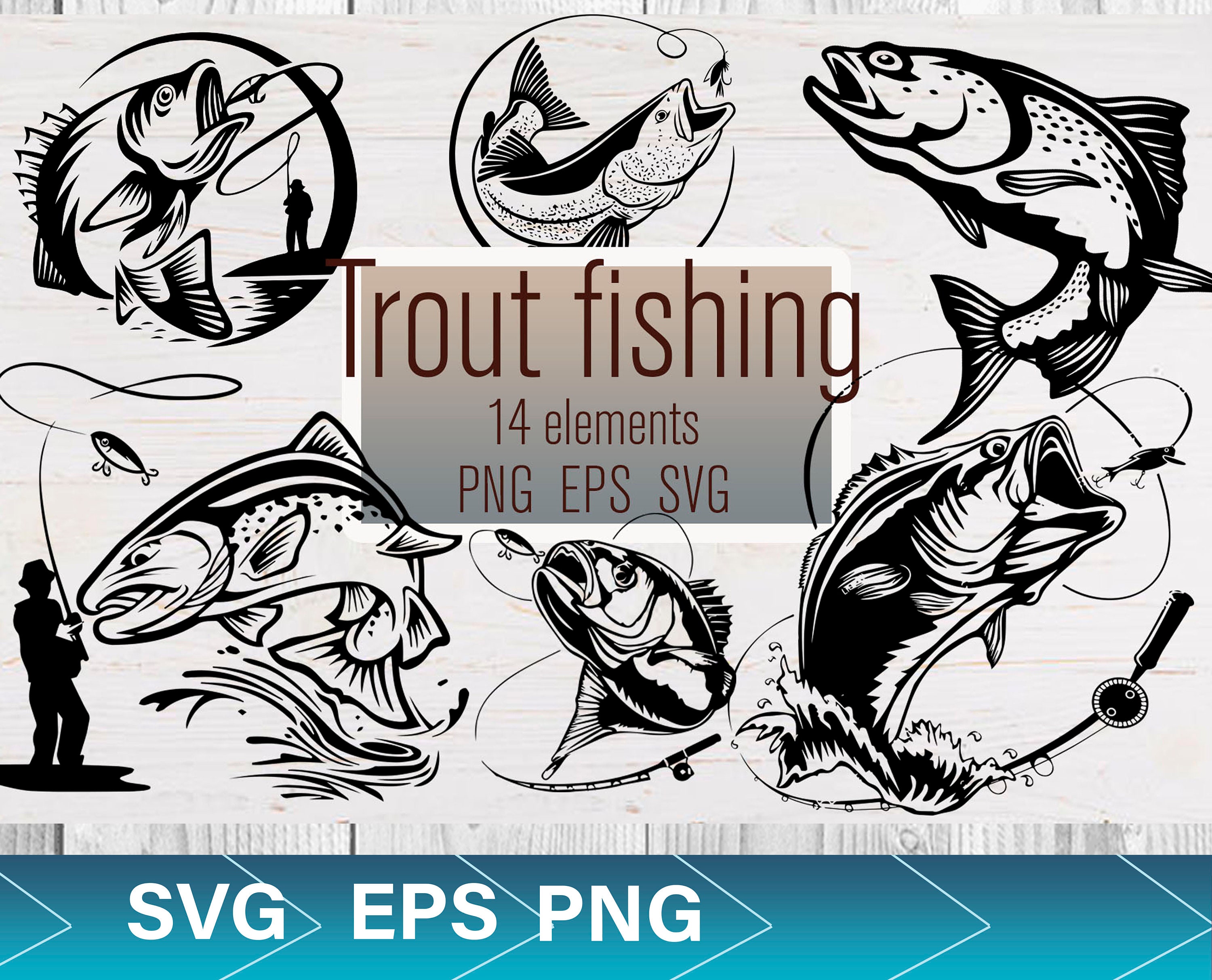 Set Trout Fish Svg File Fishing Svg Cut File Svg Eps Png Dad - Etsy