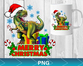 Christmas Dinosaur PNG / Presents, Santa Hat, Green Dino / Digital ...