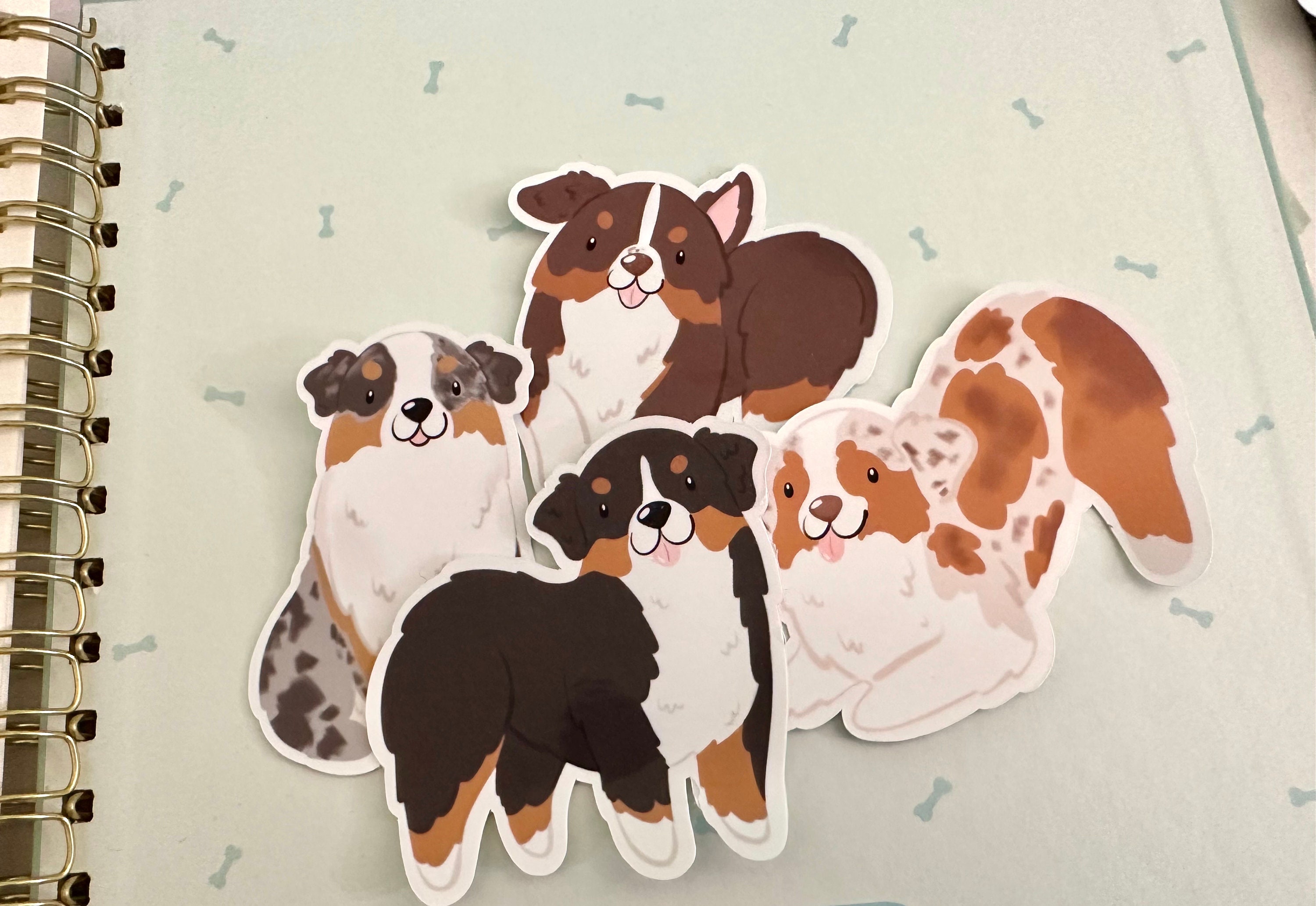 Australian Shepherd Sticker Set Cute Dog Stickers Custom Pet Stickers ...