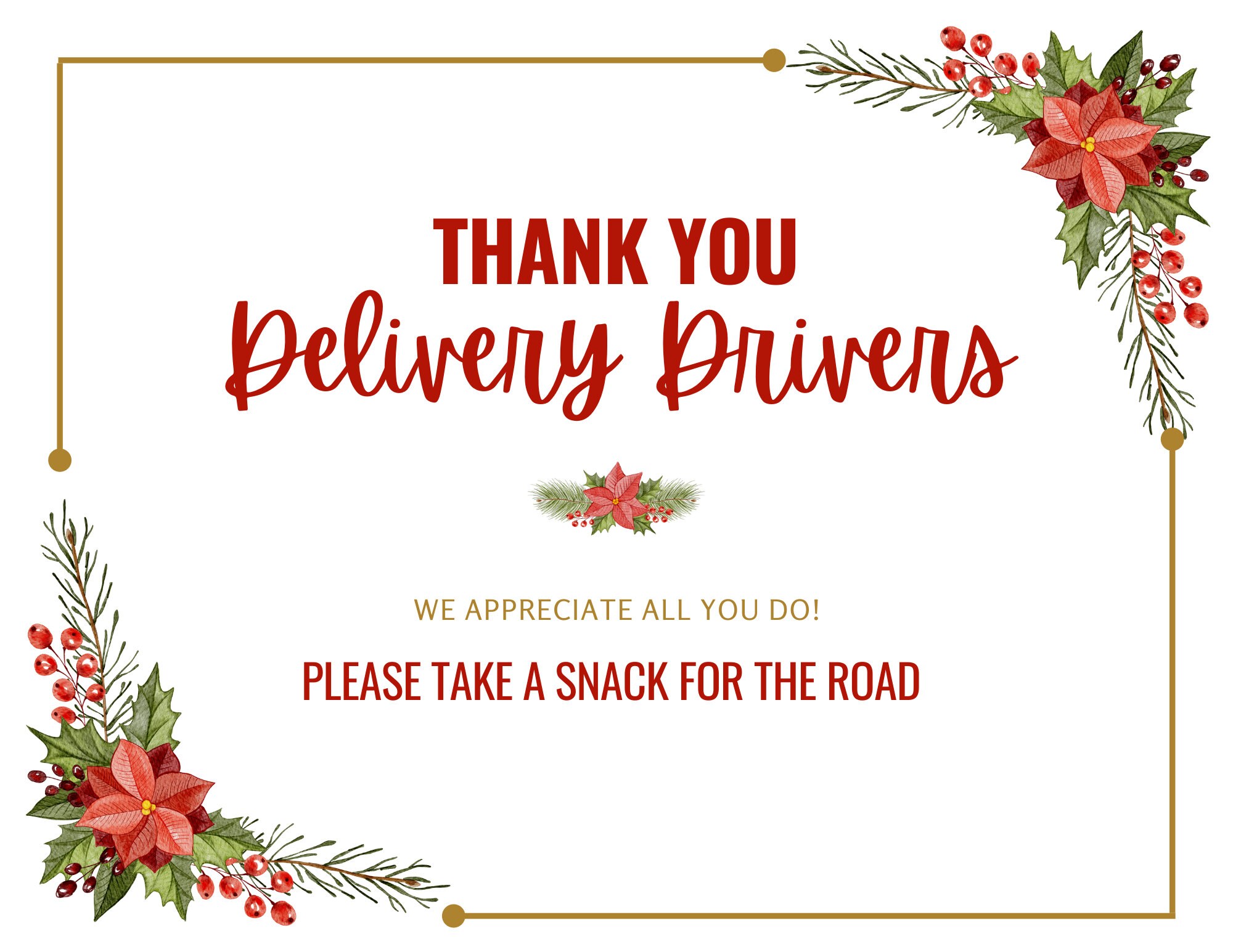 THANK YOU Delivery Driver Sign for Front Porch, Take a Snack Sign - Etsy
