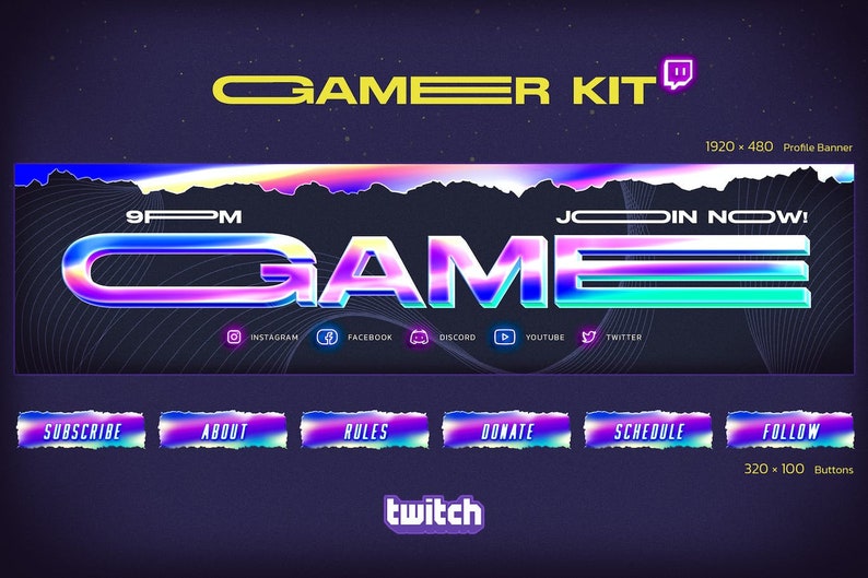 Holoholographic Twitch Overlay, Dark Twitch Theme Banners, Live ...