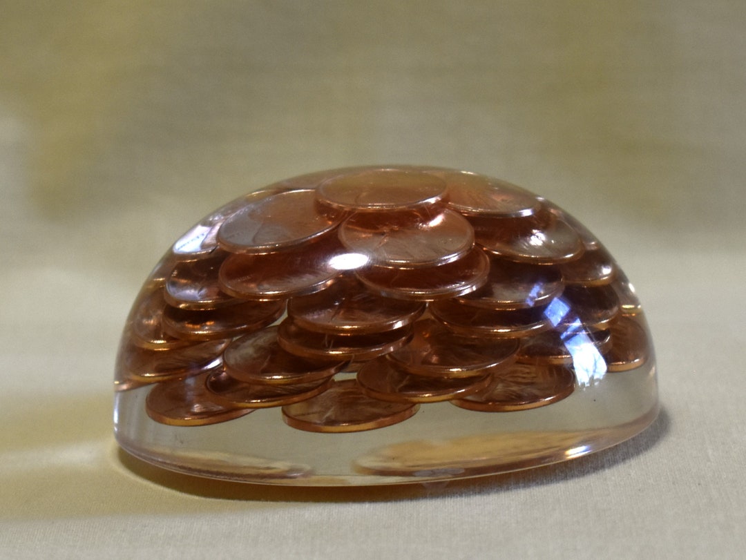 Vintage 1976 Penny Lucite Paperweight - Etsy