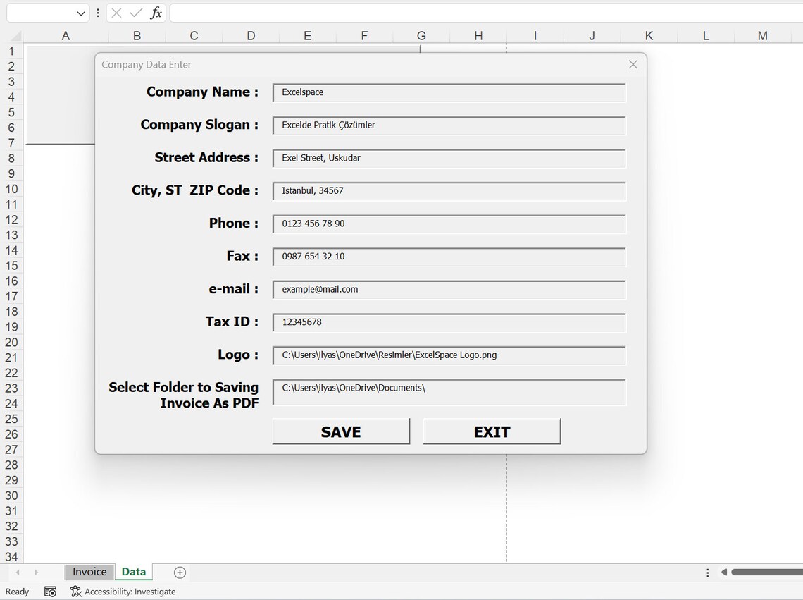 User-friendly Excel Invoice Template for Small Businesses - Etsy