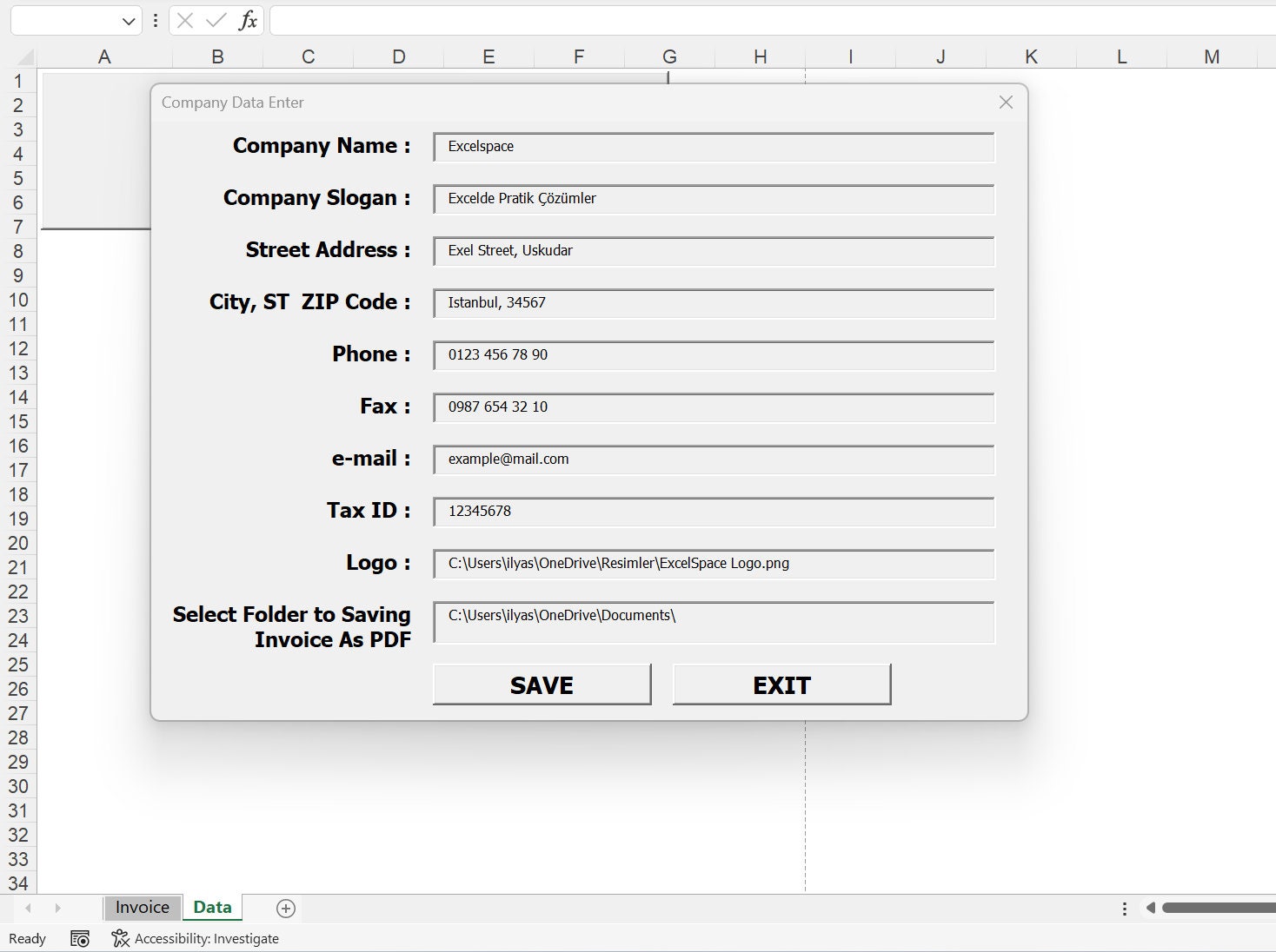 User-friendly Excel Invoice Template for Small Businesses - Etsy