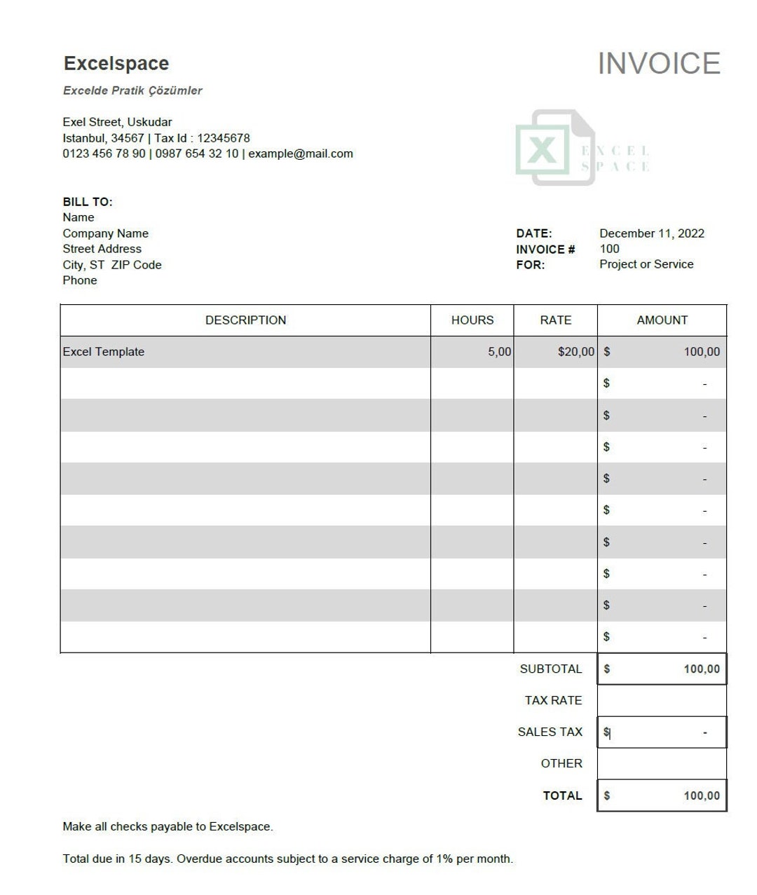User-friendly Excel Invoice Template for Small Businesses - Etsy