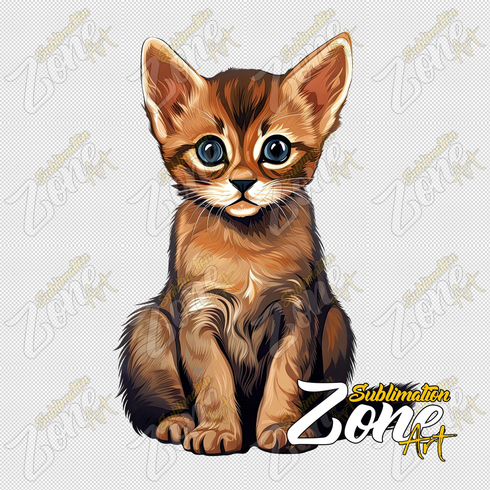 Abyssinian Cat 23.1 - PNG Sublimation Design - Digital Character ...