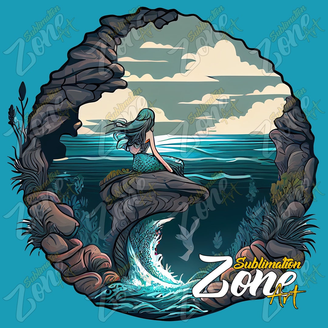Mermaid by the Sea 23.1 - PNG Sublimation Design - Digital Character ...