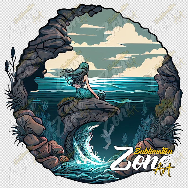Mermaid by the Sea 23.1 - PNG Sublimation Design - Digital Character ...
