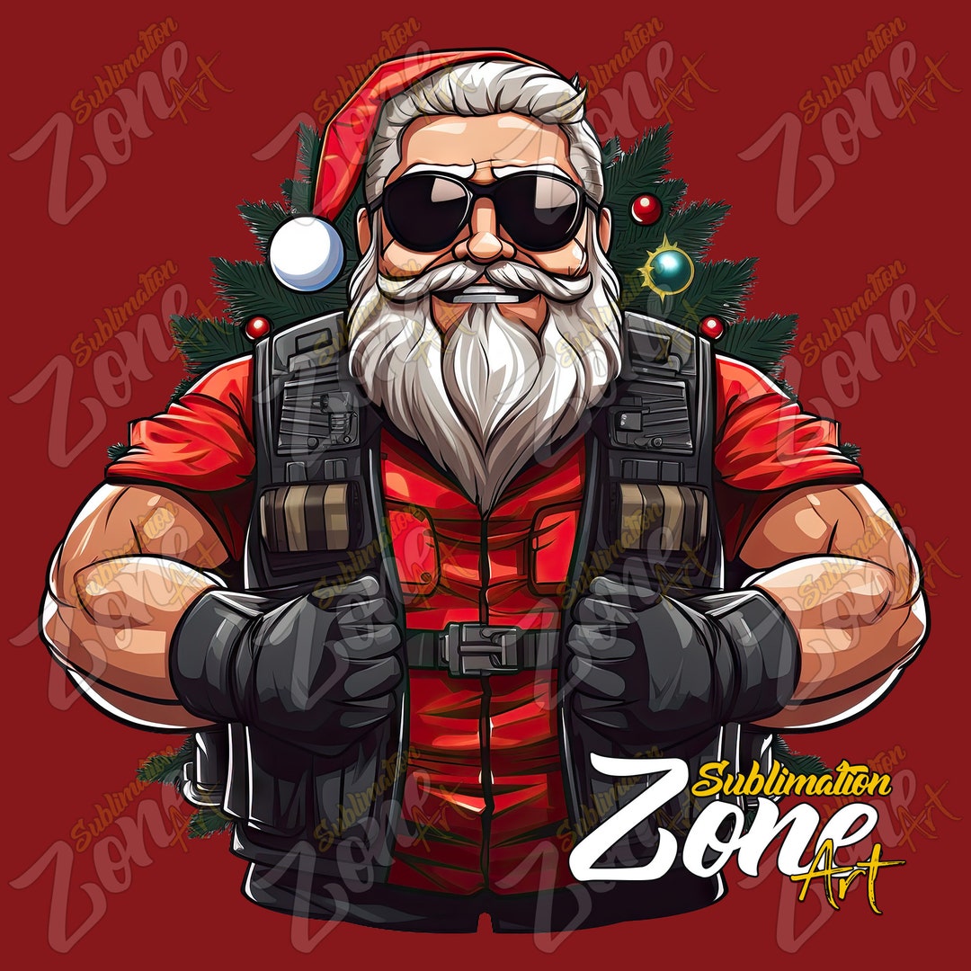 Tough Santa 23.1 - PNG Sublimation Design - Digital Character ...