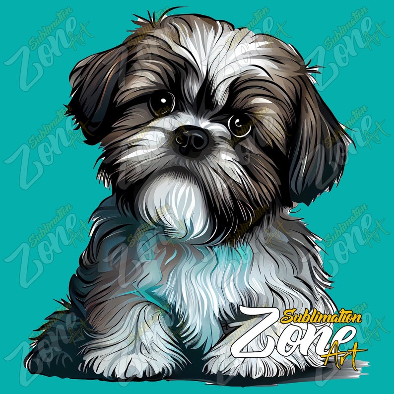 Shih Tzu 23.1 - PNG Sublimation Design - Digital Character Illustration ...