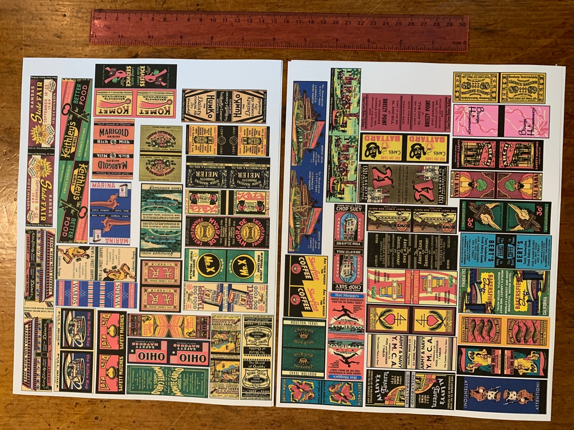 101 Vintage Matchbooks Junk Journal Embellishment Scrapbook Tag Collage ...