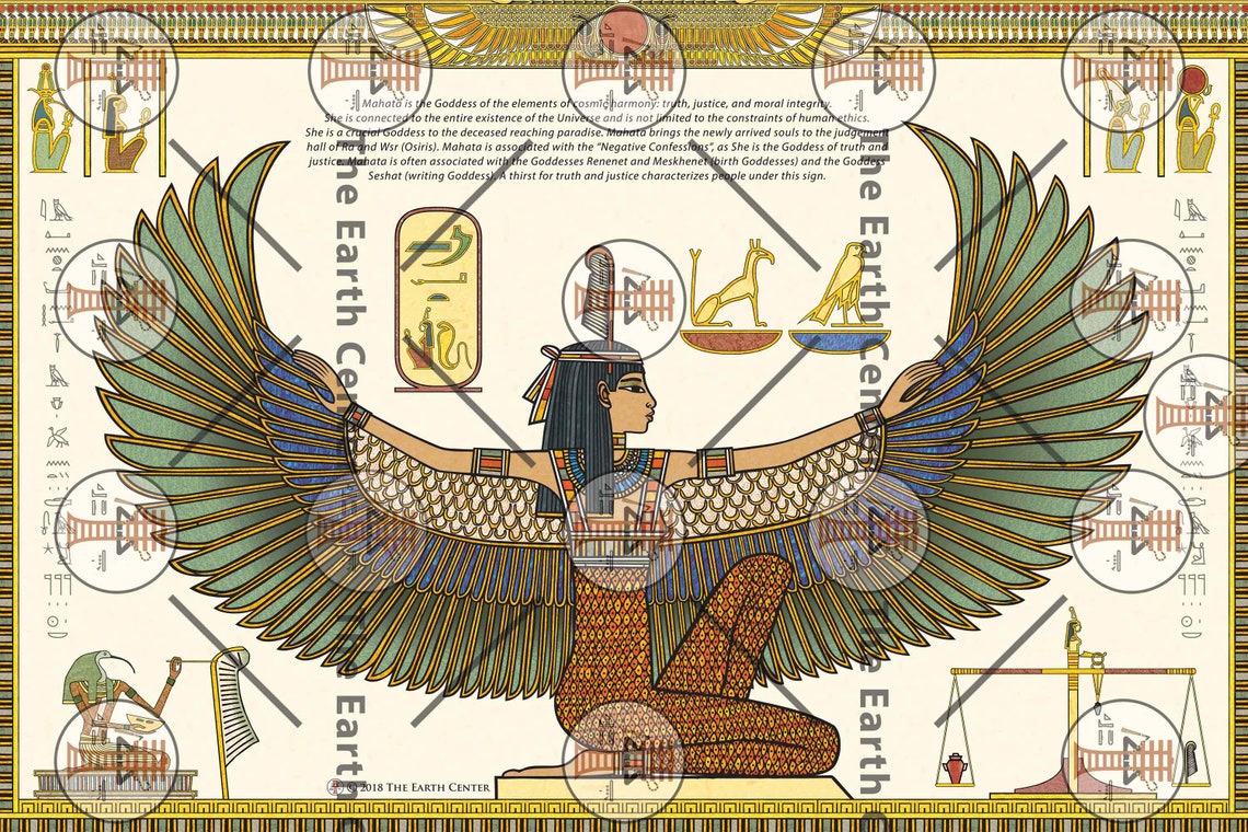 Ma'at mahata Ancient Egyptian Neter goddess Poster, Kemetic Zodiac Sign ...