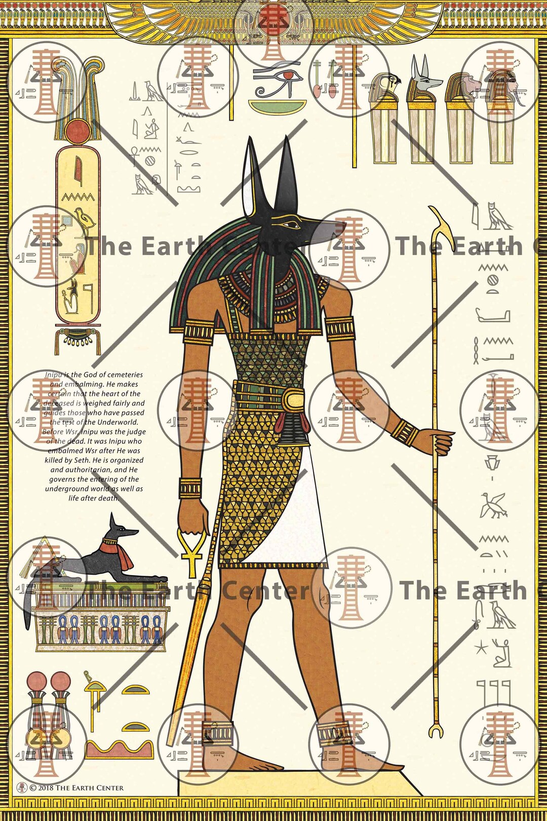 Inipu anubis Ancient Egyptian Neter god Posters, Kemetic Zodiac Sign ...