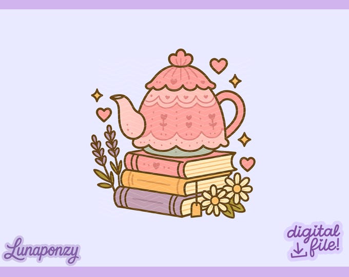 Cottagecore Bookish Clipart Set, Cozy Garden Tea Books PNG, Cute ...