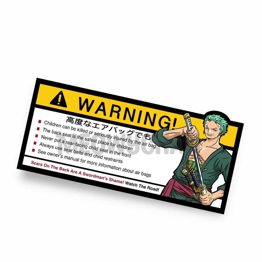 Anime Warning Sticker, Pirate King, Airbag Warning Sticker, Visor Anime ...